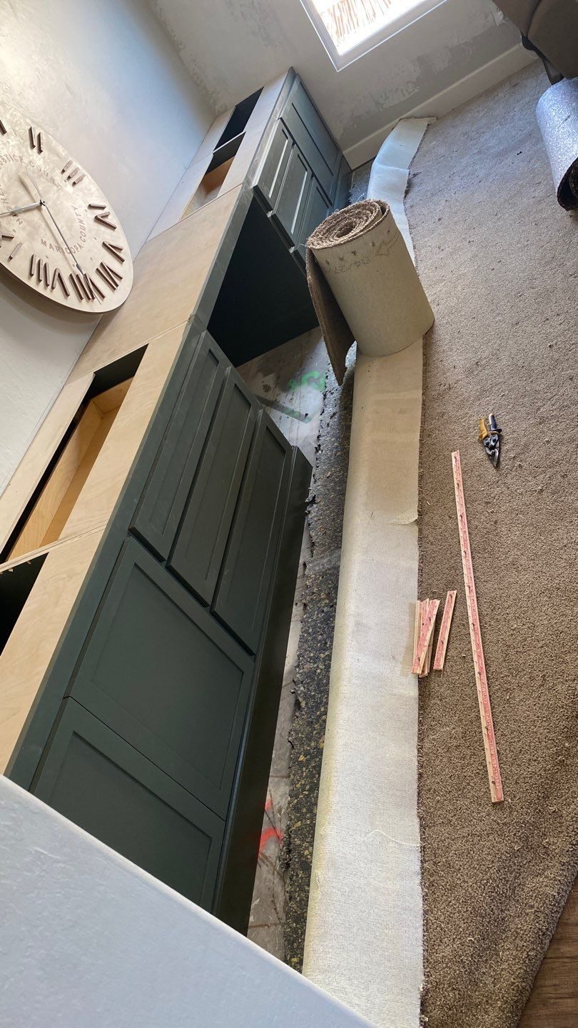 Seamless Integration: Retacking Carpet up to New Built-In Cabinetry ...